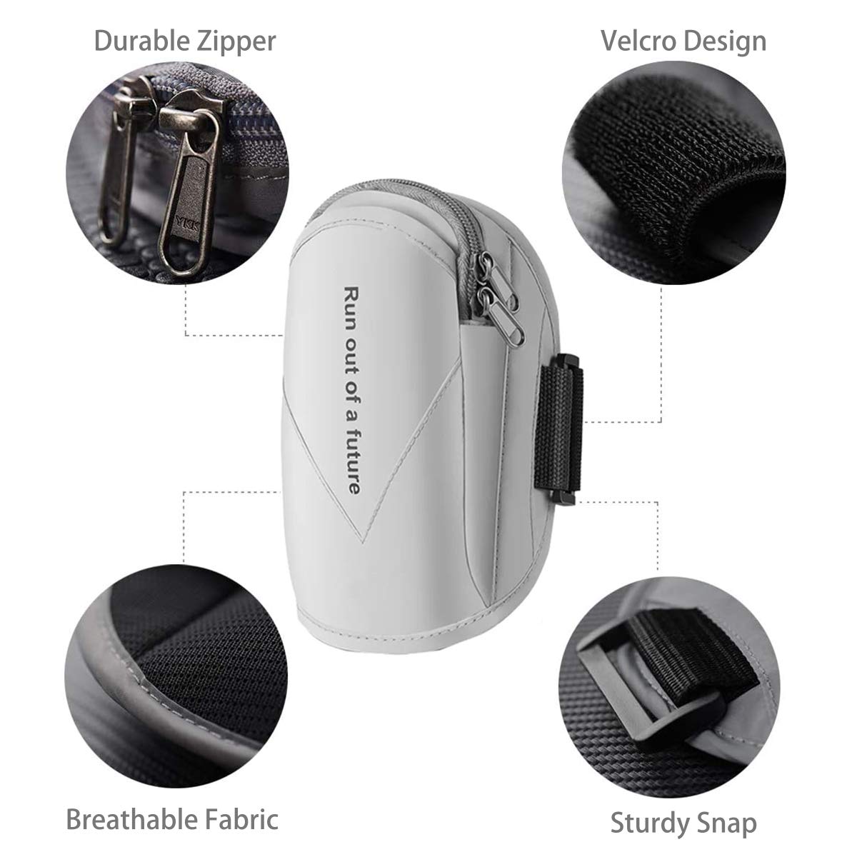 Running Armband Phone Holder for iPhone 11 Pro Max/Xr/Xs Max/X/8/7 Plus Outdoor Sport with Adjustable Elastic Band Waterproof Reflective Material Extra Case for Keys Cash Cards (Black)