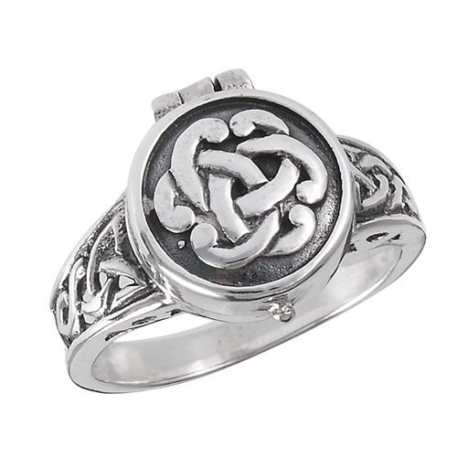 Sterling Silver Celtic Knot Poison Locket Ring Size 8(Sizes 6,7,8,9,10)