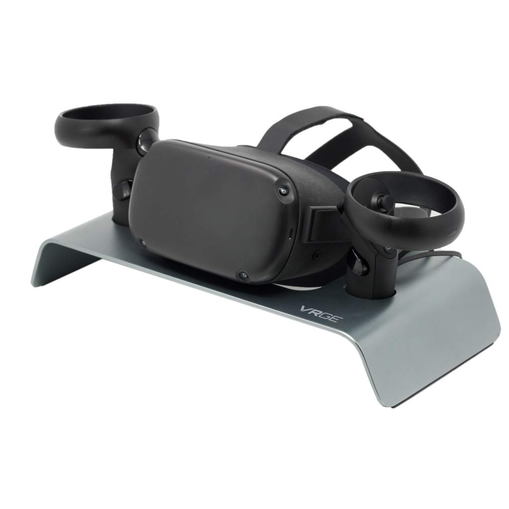 VRGE VR Stand - Aluminum Display and Organizer Stand For Oculus Rift, Oculus Rift-S and Oculus Quest Headsets and Controllers