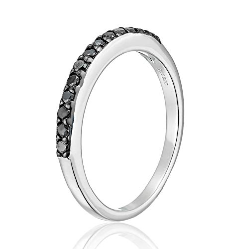 Vir Jewels 1/5 cttw Black Diamond Ring Wedding Band .925 Sterling Silver 13 Stones Round Size 9