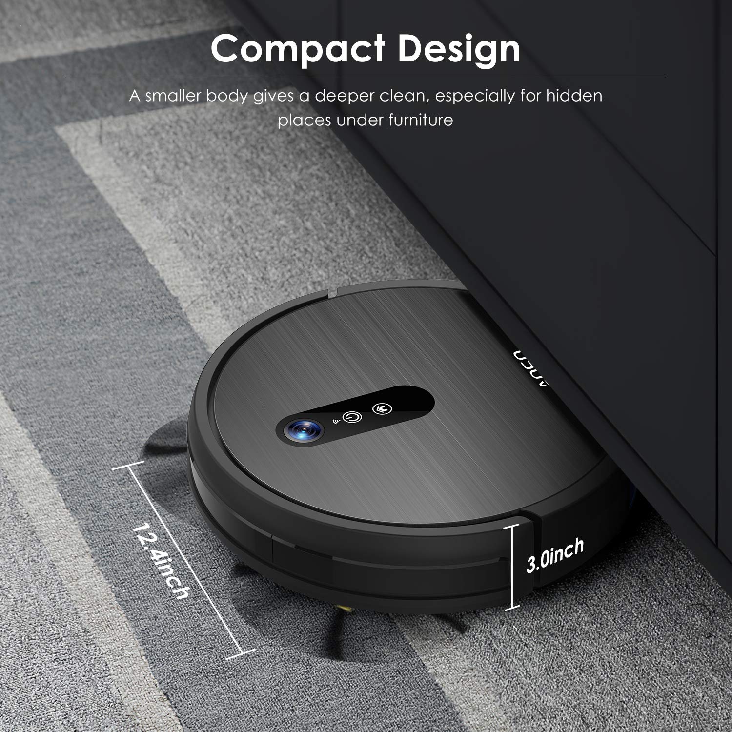 Robot Vacuum, 2000Pa Robot Vacuum Cleaner, Smart Visual Navigation, APP and Remote Control, 110mins Runtime, Multi Cleaning Modes Robotic Vacuum Cleaner Best for Pet Hairs, Hard Floor, Carpet