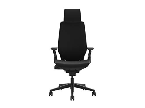 Steelcase Gesture Office Chair with Head Rest - Ergonomic Work Chair with Wheels for Carpet - Comfortable Office Chair - Intuitive-to-Adjust Chairs for Desk - 360-Degree Arms - Licorice Fabric