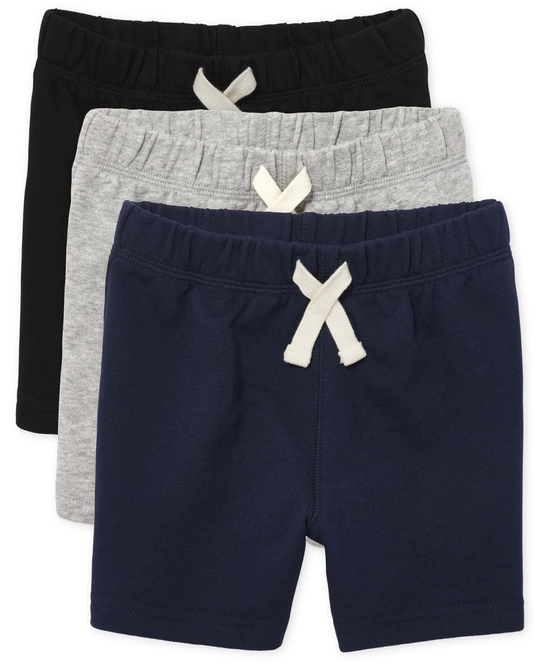 The Children's Place baby boys And Toddler French Terry Shorts, Black/Smoke Gray/New Navy 3 Pack, 4T US