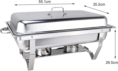 UZOURI Stainless Steel Chafing Dish, Chafing Dish Set Food Warmer Buffet, Stainless Steel Rectangular Full Size Pans for Wedding Graduation Events Parties,9L