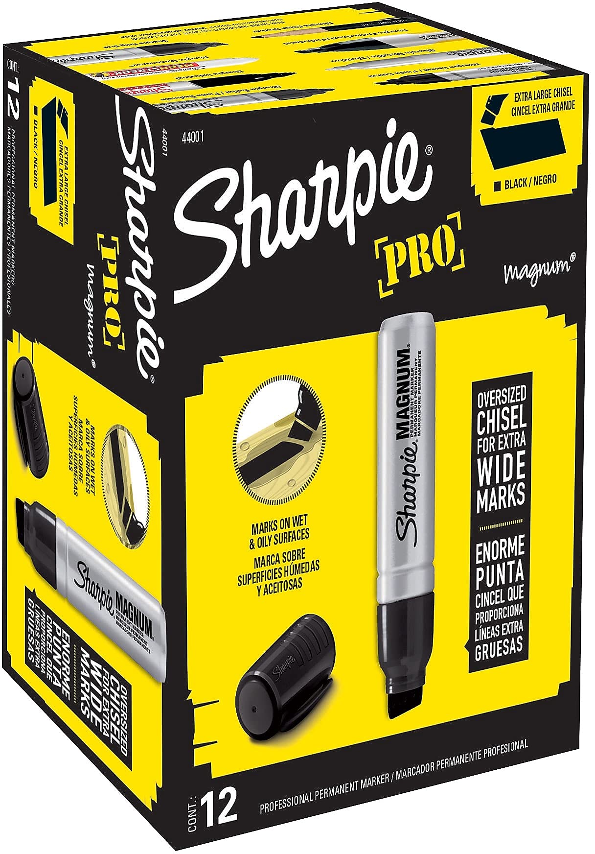 Sharpie 44001BX Magnum Permanent Marker, Black, 12/Box