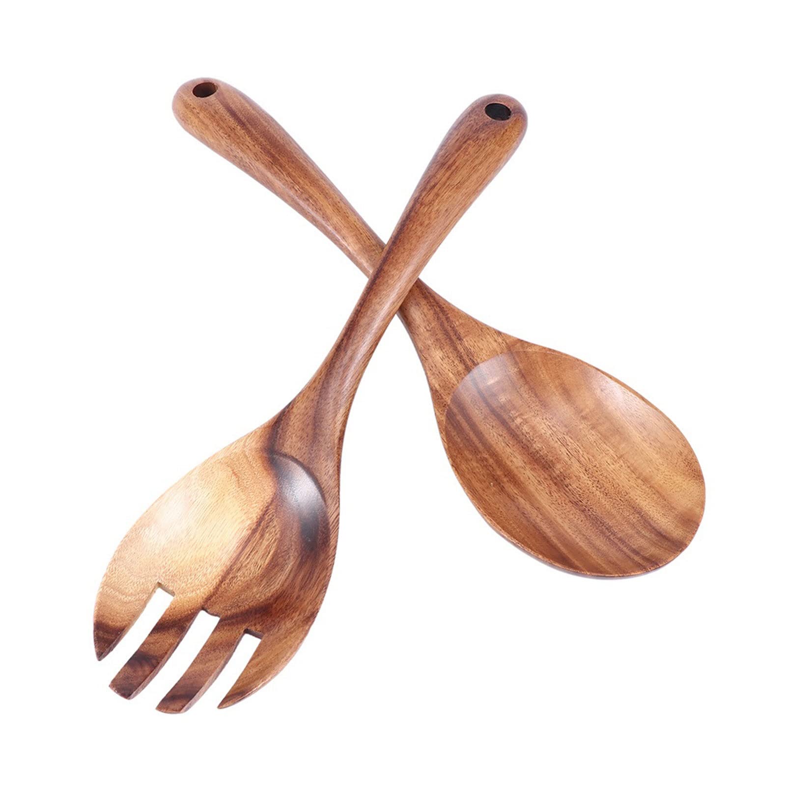 SEWALL Kitchen Wooden Spoon Set Large Salad Dinner Spoons Wood Fork Spoon Cutlery Set Wooden Utensils Tableware Dinnerware Sets