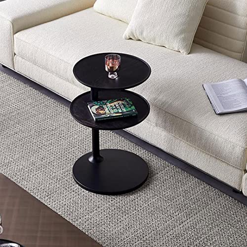 Sofa Side Table Couch Table Round Wood Side Table with Rotatable Tabletop, 2 Tier Coffee End Table Nightstand for Living Room, Bedroom, Small Spaces, Modern Home Decor Bedside Table End Table Coffee