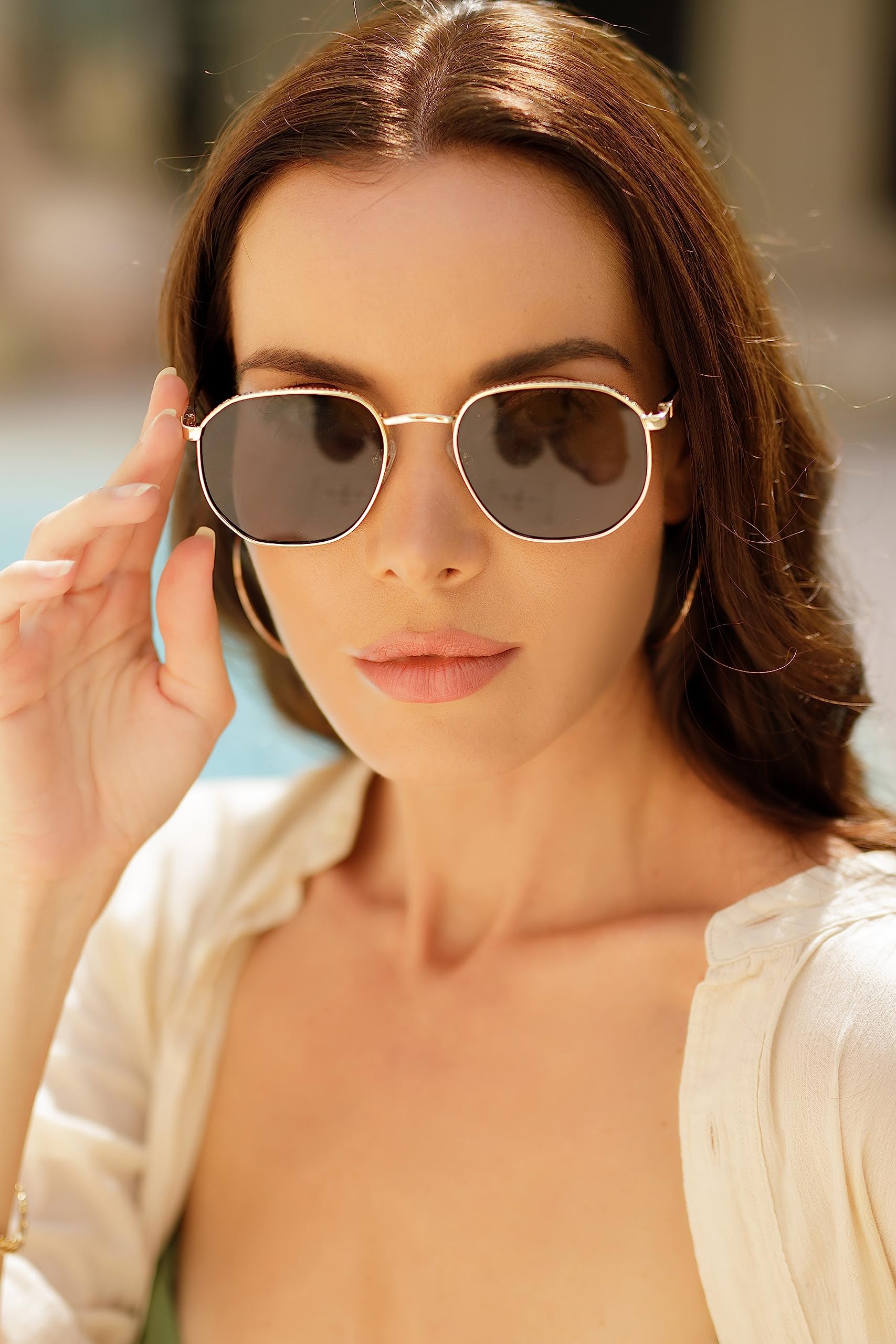SOJOS Square Aviator Sunglasses for Men Women Classic Trendy Vintage Retro Style