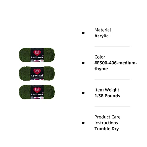 Red Heart Super Saver Yarn (3-Pack) Medium Thyme E300-406