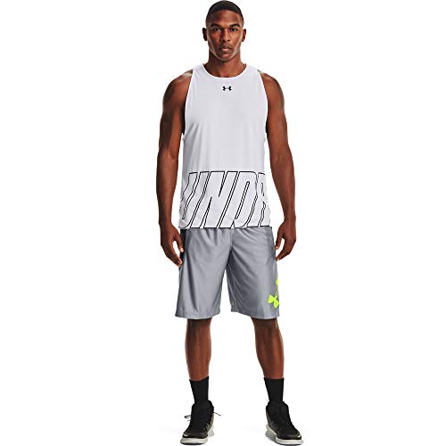Under Armour Perimeter Basketball Shorts, Steel (035)/High-Vis Yellow, Medium