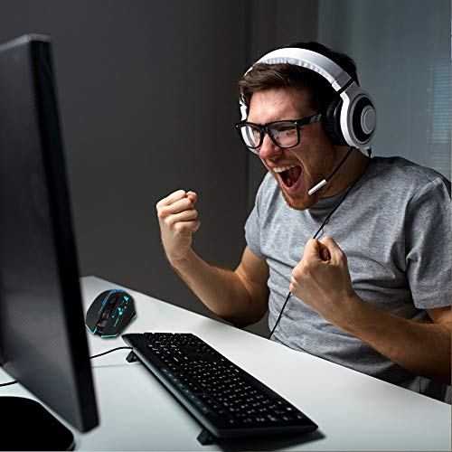 UHURU WM-02Z Wireless Gaming Mouse, 2.4G Wireless Rechargeable Mouse with 6 Programmable Buttons, 5 Adjustable Levels DPI Up to 4800DPI, 7 Colorful LED Lights, Compatible with Notebook, PC, Mac