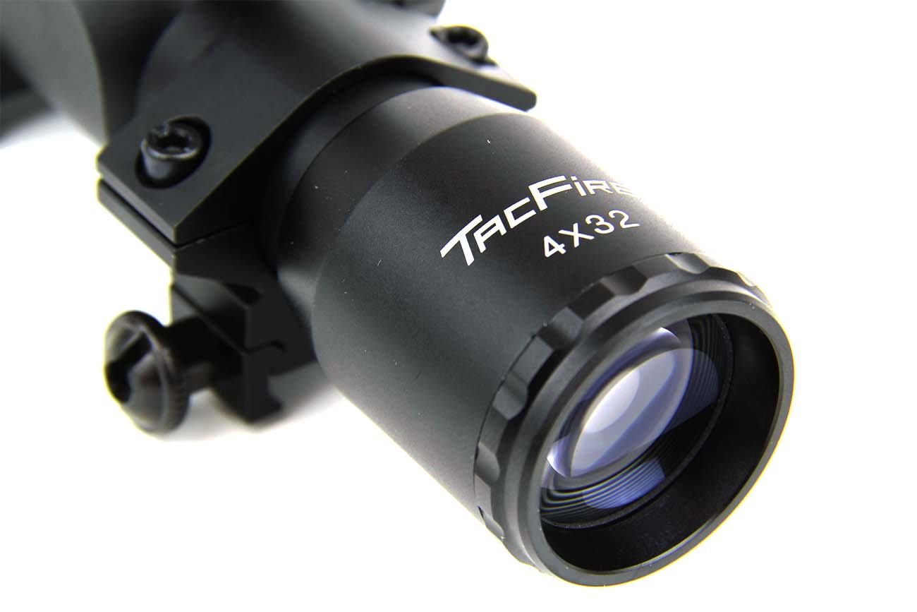 TacFire Compact Fixed Power Rifle Scope Rangefinder Reticle with Set of 1 Rings, 4 x 32, Black