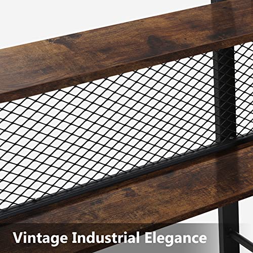 Tribesigns 5-Shelf Bookshelf with Metal Wire, Modern Industrial Bookcase Display Shelf Storage Organizer with Metal Frame for Home Office, 47.2 L x 9.4 D x 71 H (Retro Brown)