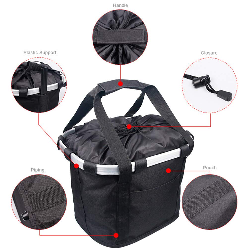 Sisenny Bike Basket Folding Small Pet Cat Dog Carrier Front Removable Bicycle Handlebar Bag Quick Release Detachable Cycling Holder Storage Basket
