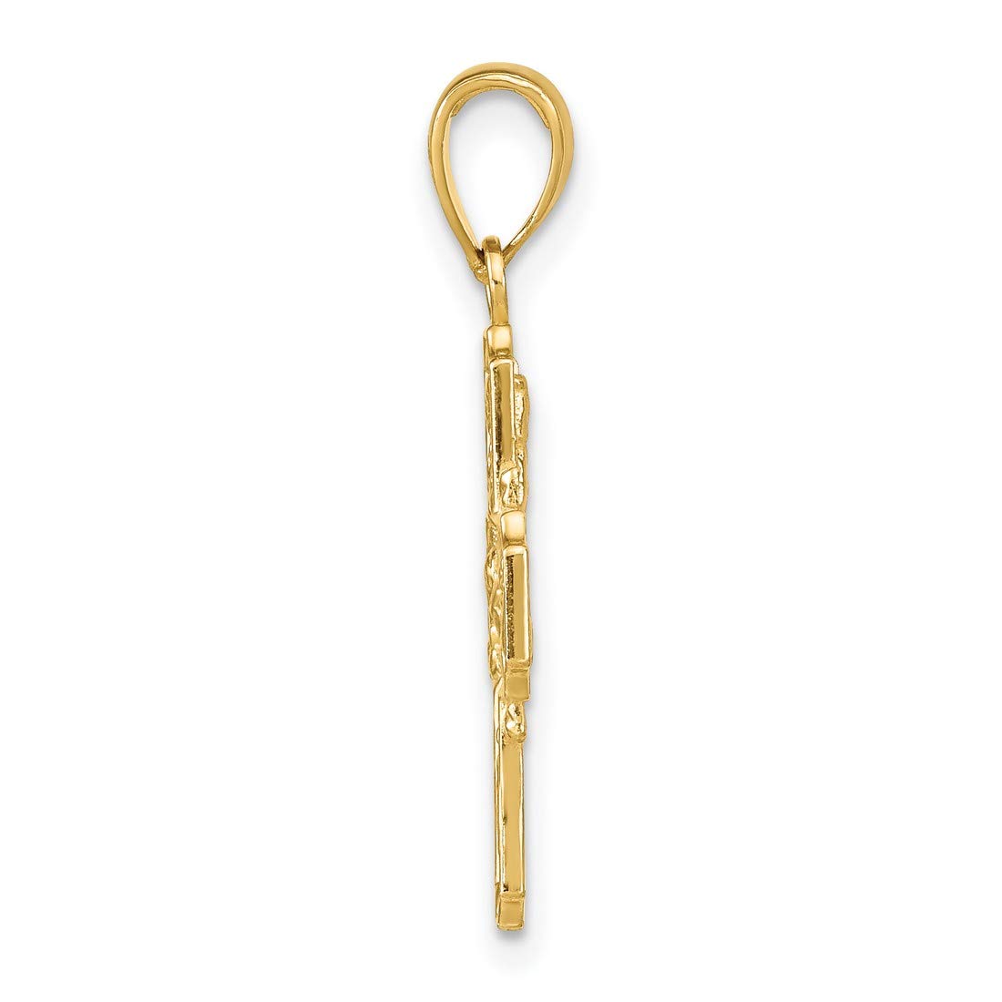 Solid Four Way Cross Cruciform Pendant in Real 14k Yellow Gold 20x18mm