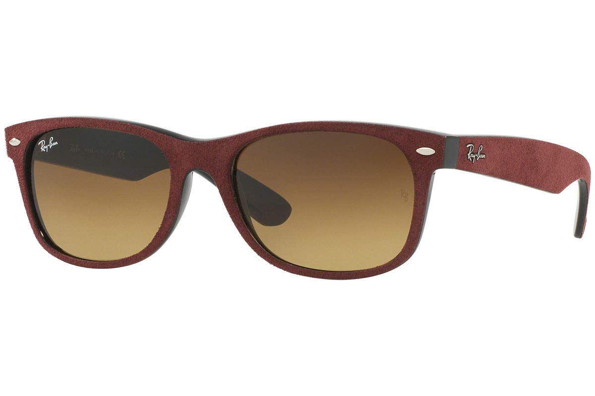 Ray-Ban NEW WAYFARER RB2132-624085 Sunglasses Black/Bordeaux Alcantara w/Brown Gradient 55mm