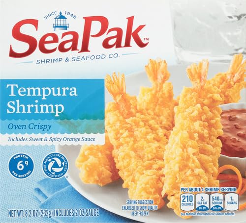 SeaPak Tempura Shrimp with Oven Crispy Breading and Sweet and Spicy Orange Sauce, Frozen, 8.2 oz