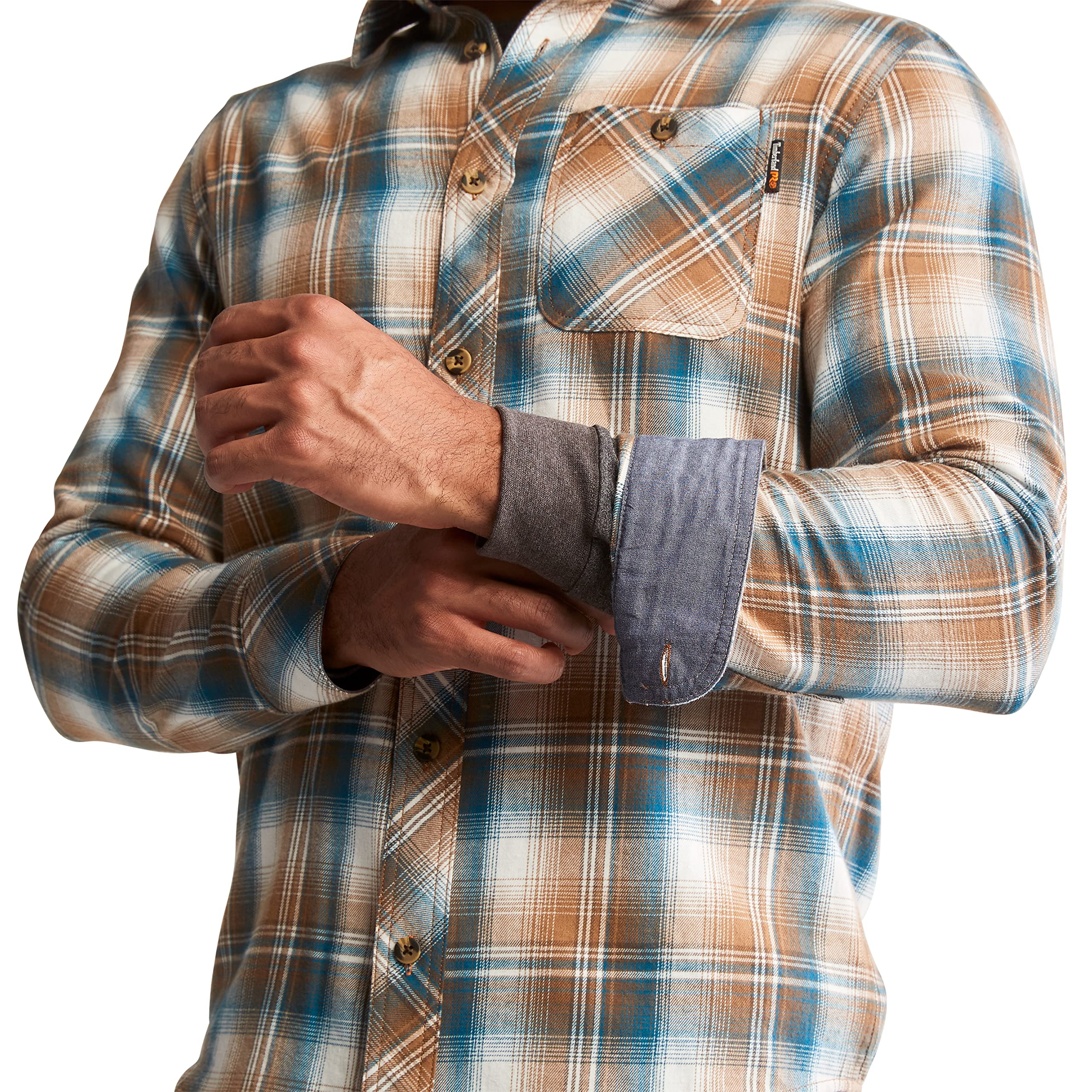Timberland PRO Men's Size Woodfort Mid-Weight Flannel Work Shirt, Navy Buffalo Check, X-Large Tall