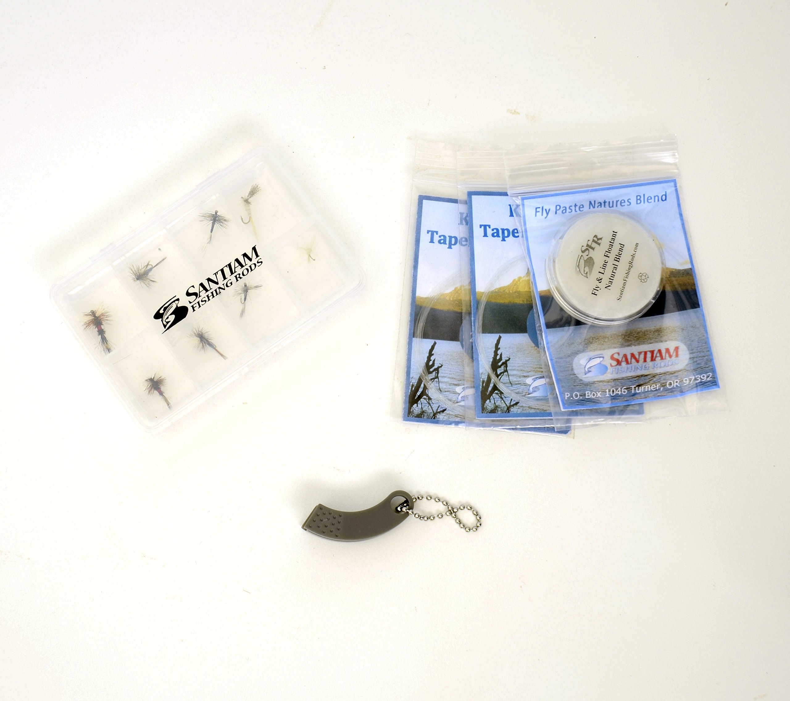 SANTIAM FISHING RODS Travel Fly Rod 7 Piece 9' 3/4 Line WT Graphite Fly Rod/Reel/Line Combo Includes 8 Popular Flies with Deluxe Fly Box, 2 Tapered Leaders,line Clipper, and Dry Fly floatant