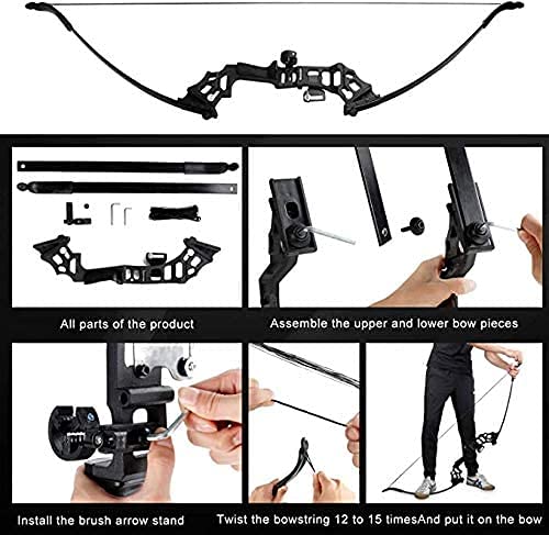 YoouDamy Takedown Recurve Bow and Arrows Set for Adults Metal Riser Longbow Kit Right Hand Straight Bow 51 inch Archery Bow for Beginner Hunting Shooting Practice 30 40 50lb (30lbs)