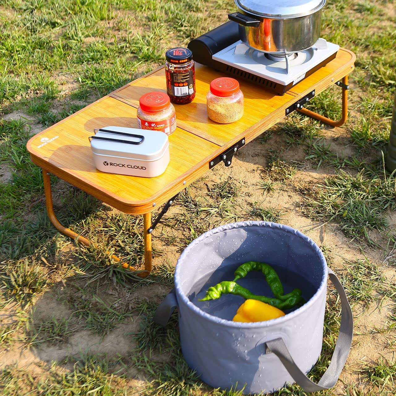 ROCK CLOUD Portable Camping Table Aluminum Folding Camp Table Lightweight in a Bag for Outdoor Camping Hiking Backpacking