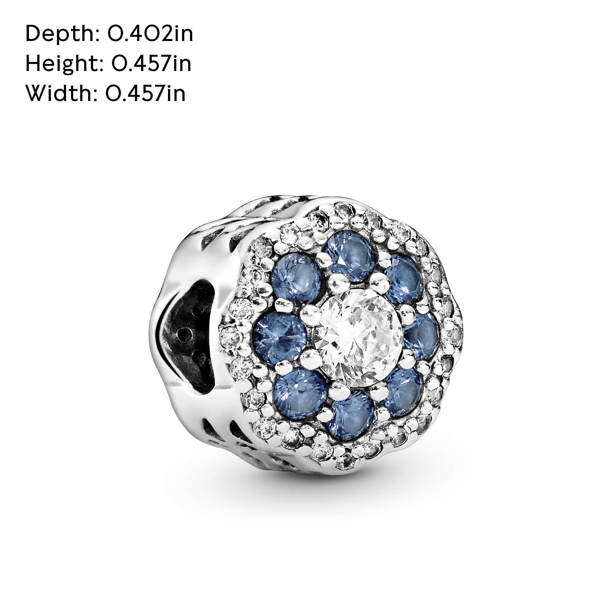 Pandora Jewelry Blue Sparkle Flower Crystal and Cubic Zirconia Charm in Sterling Silver