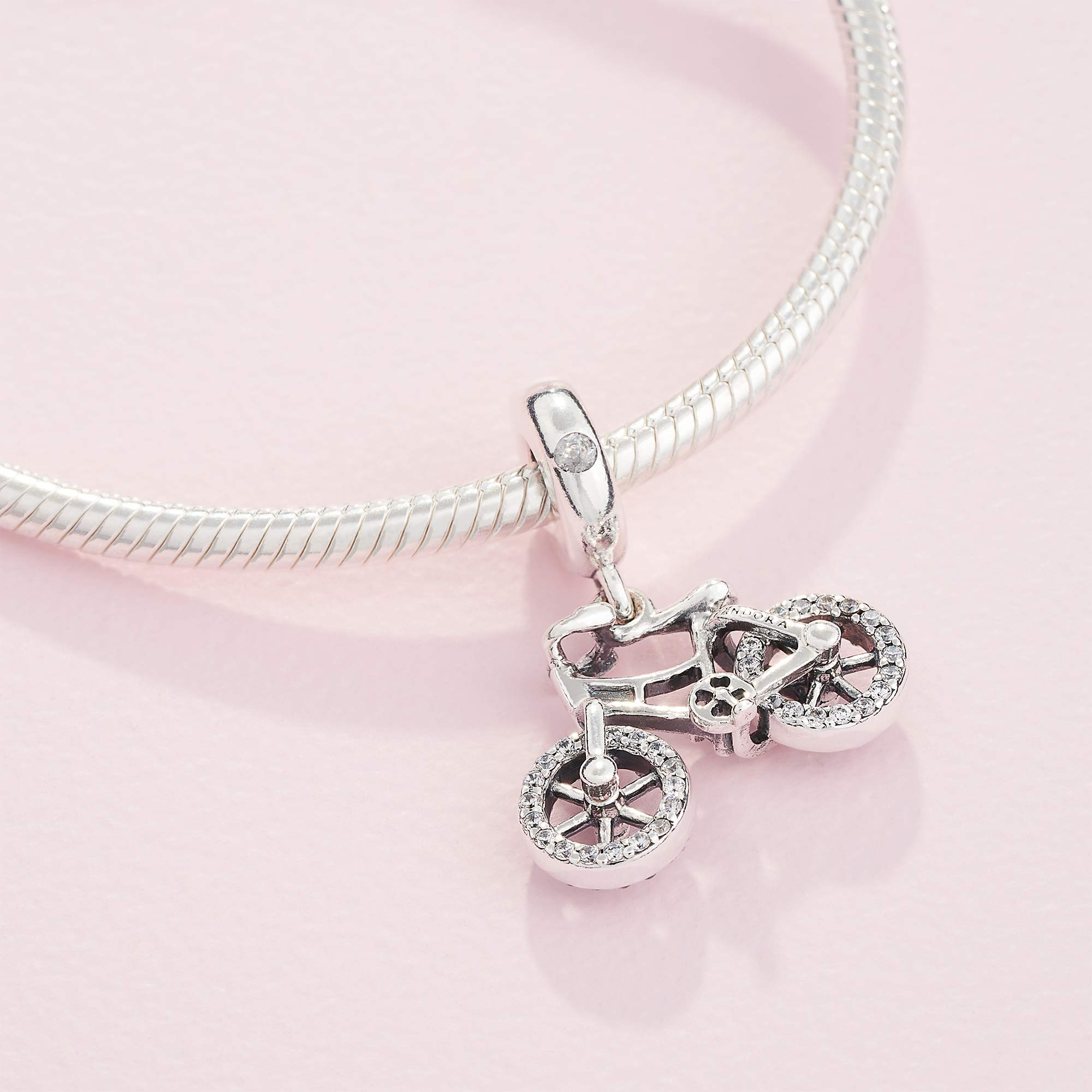 Pandora Jewelry Bicycle Dangle Cubic Zirconia Charm in Sterling Silver