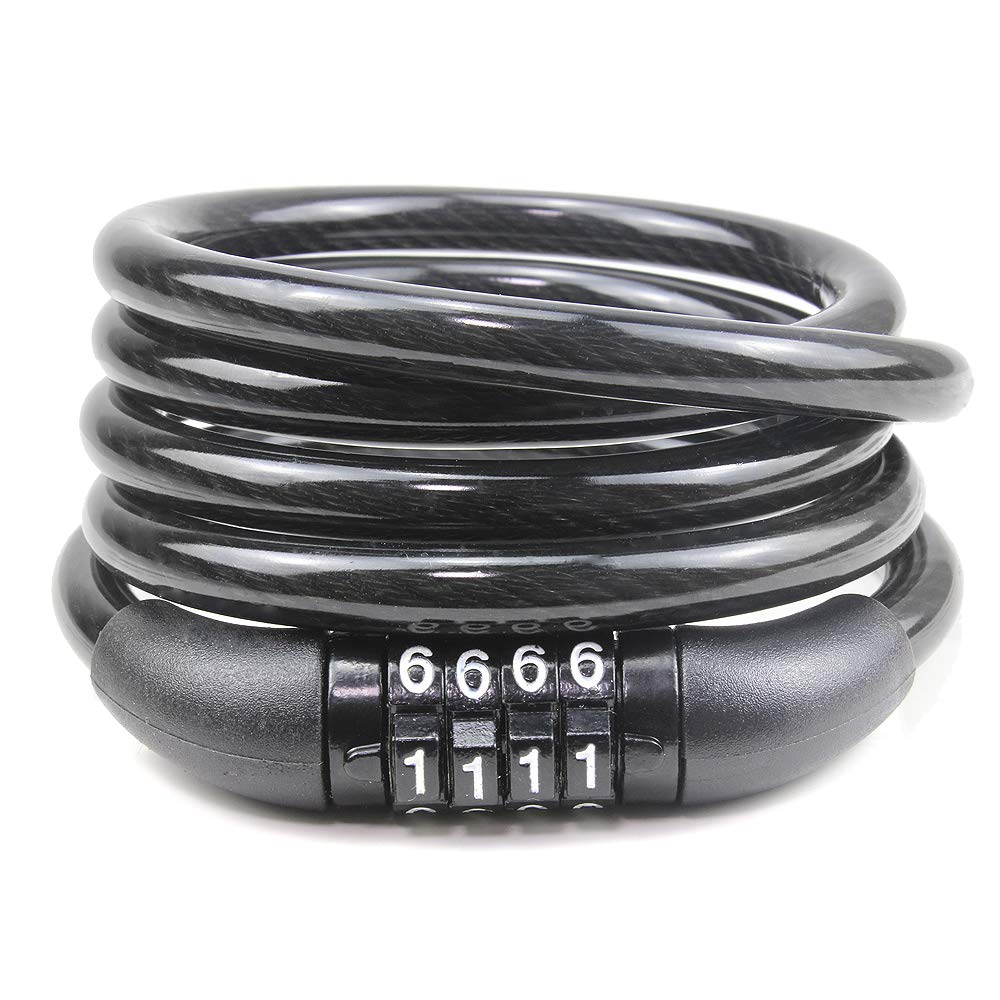 SEWAY Scooter Lock Cable for Xiaomi Mijia M365 ES Series, Bicycle Combination Locks Coiled Chain Lock Basic Self Coiling Core Steel Wire 4 ft. Long 1/3 inch Fit for M365/ES1/ES2/ES3/ES4