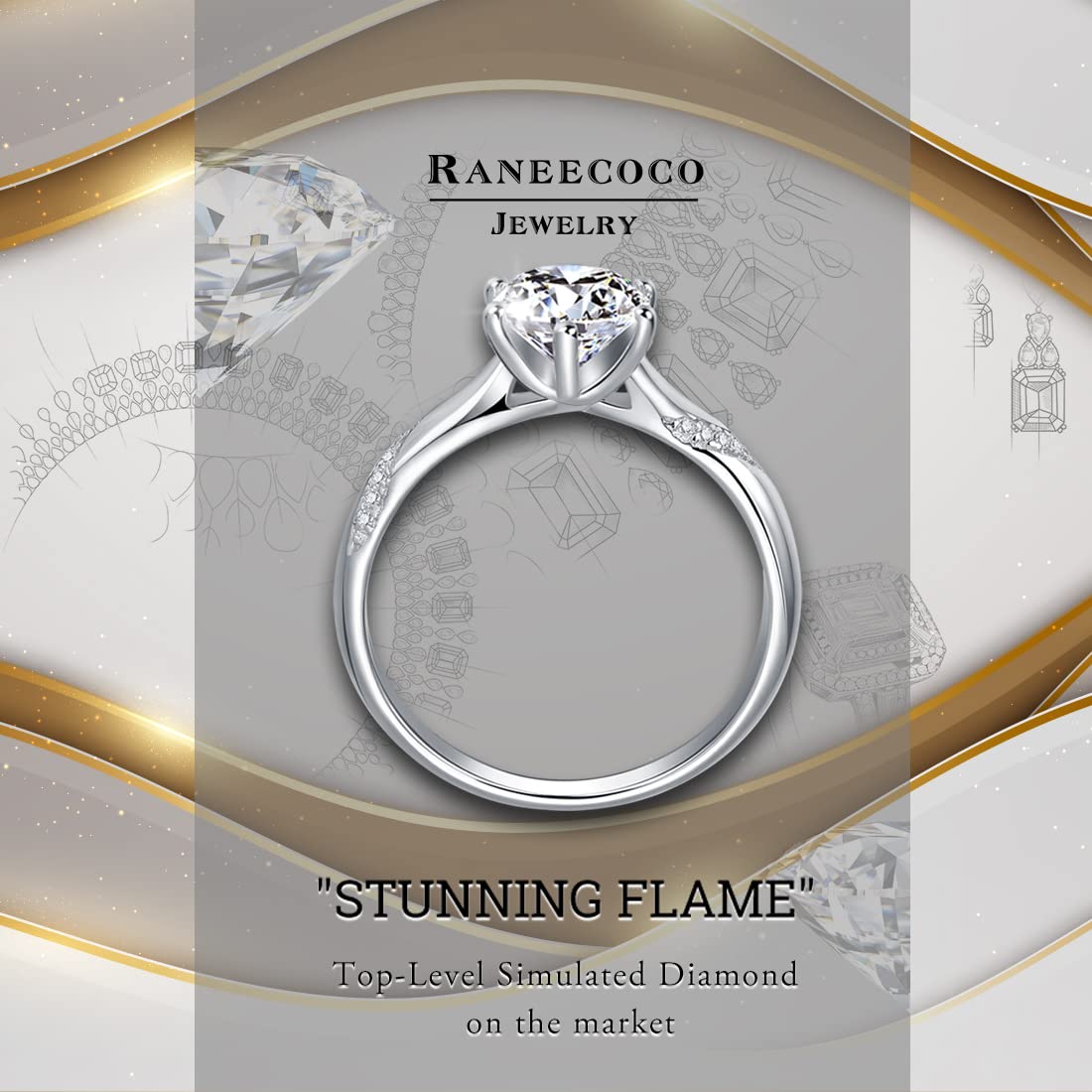 Stunning Flame 0.75ct Solitaire Engagement Ring White Gold Plated Sterling Silver Cubic Zirconia Wedding for Women | Excellent Cut, D Color, FL Clarity & Exquisite Polish| Size 6