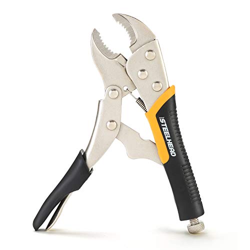 STEELHEAD 3-Piece Locking Pliers Set, 10-inch Curved Jaw, 7-Inch Curved Jaw & 6-1/2β Long Nose Straight Jaw, Integrated Wire Cutter, USA-Based Support