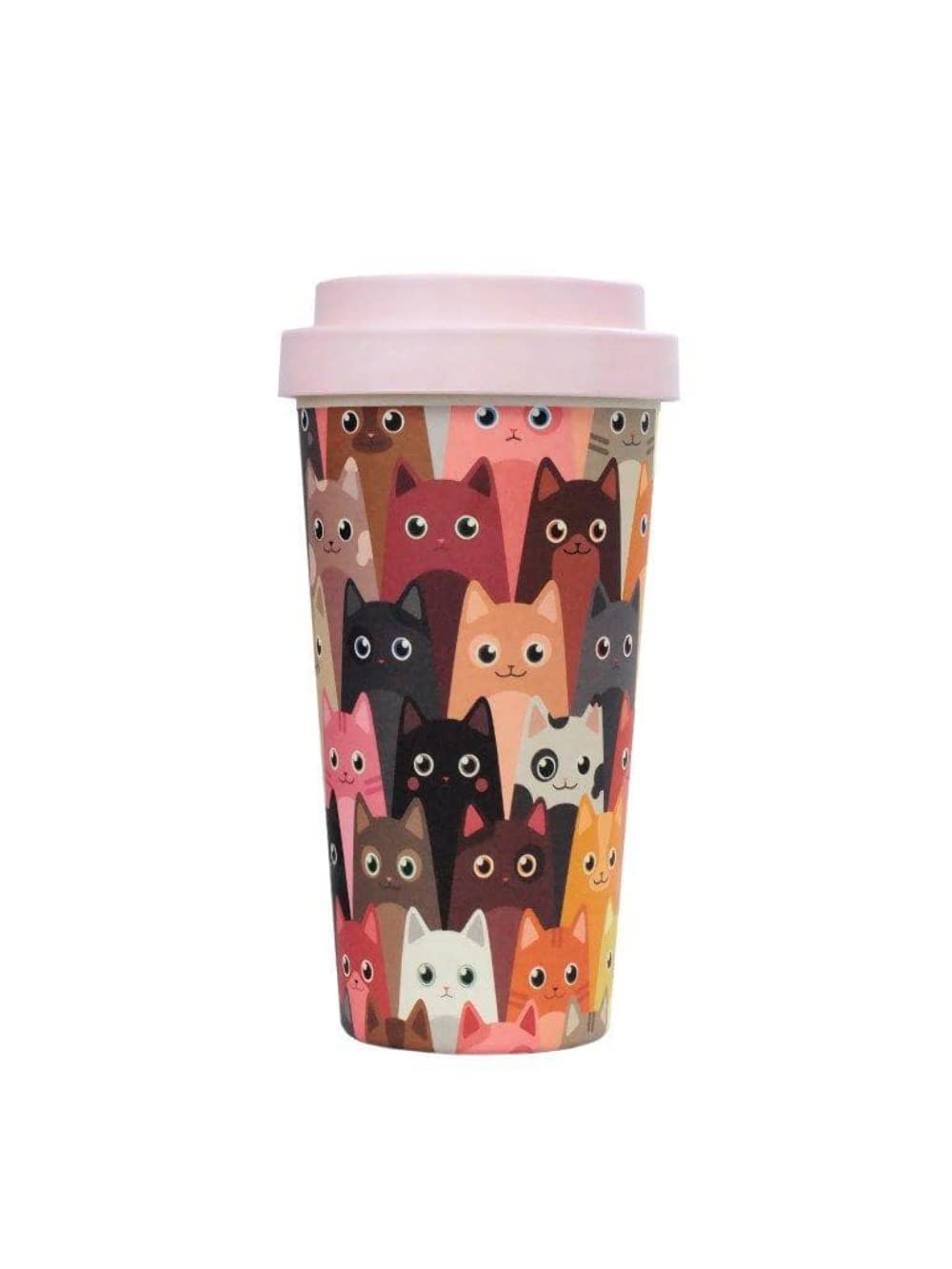 Vacucraft Bamboo Fiber Coffee & Tea Cup Animal Collection CAT (Pink)