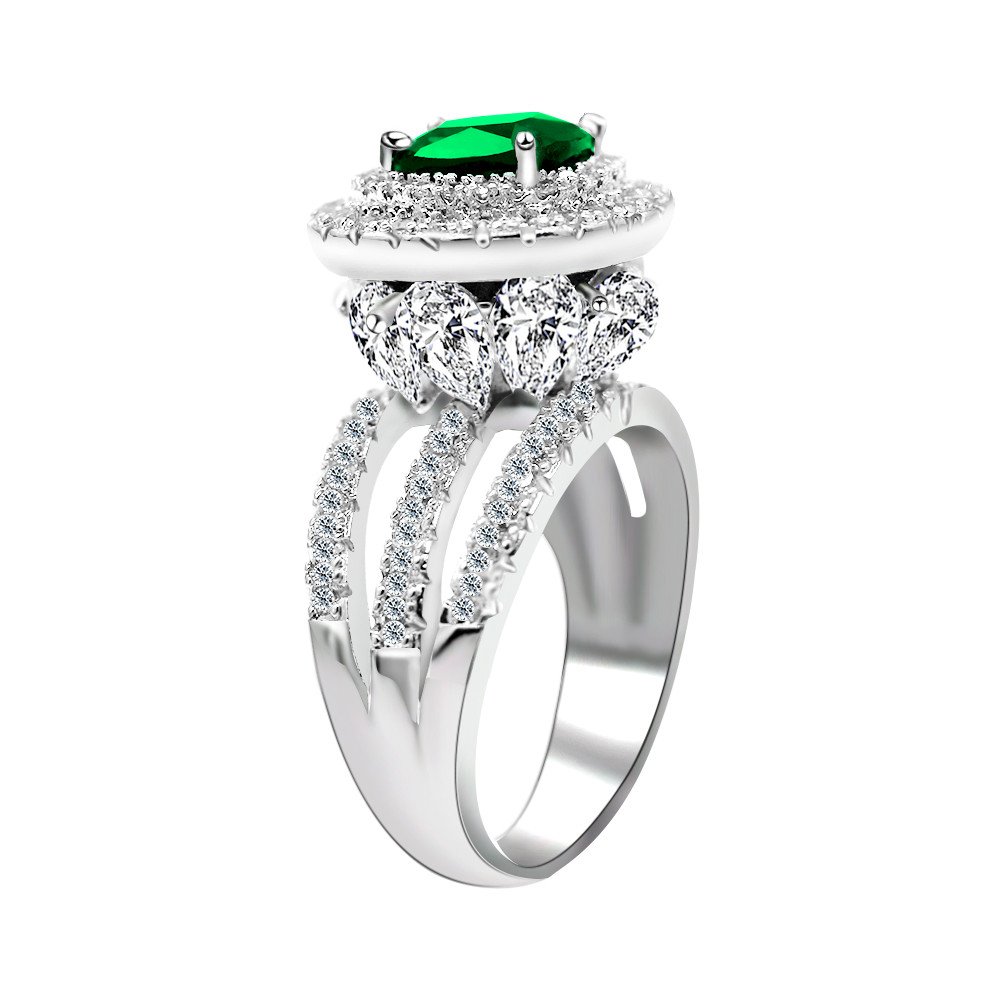 Uloveido Women's White Gold Plated Wedding Engagement Ring for May Birthstone Good Idea for Birthday Gift RJ213 (Size 9)