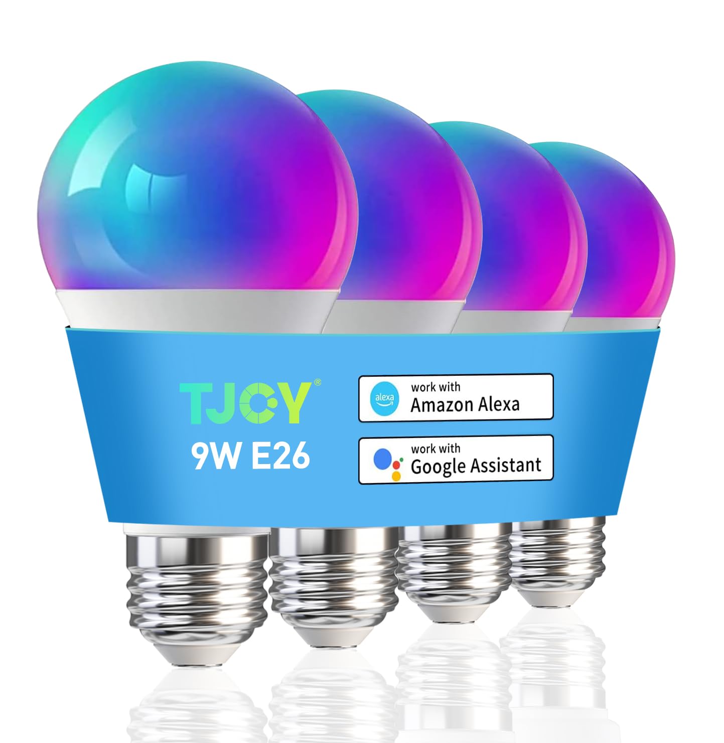 TJOY Alexa Smart Light Bulbs, WiFi Led Light Bulb Work with Alexa&Google Home, Dimmable RGB Color Changing 2700-6500K Smart App Control (2.4Ghz Only), A19 E26 9W (60W Equivalent) 800 Lumen,1 Pack…