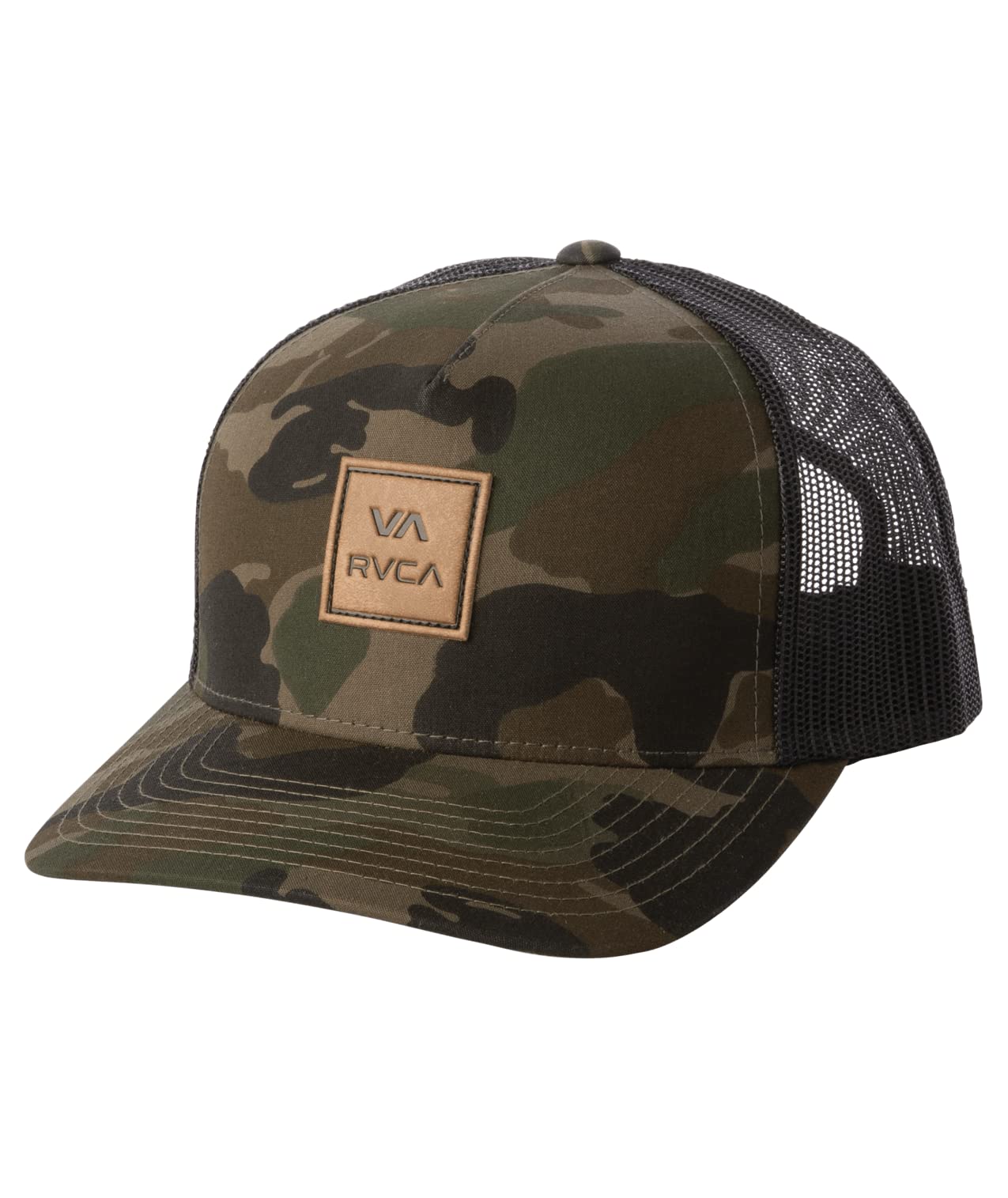 RVCA unisex adult Rvca Men's Curved Bill Snapback Mesh Trucker Hat Baseball Cap, Camo, One Size US