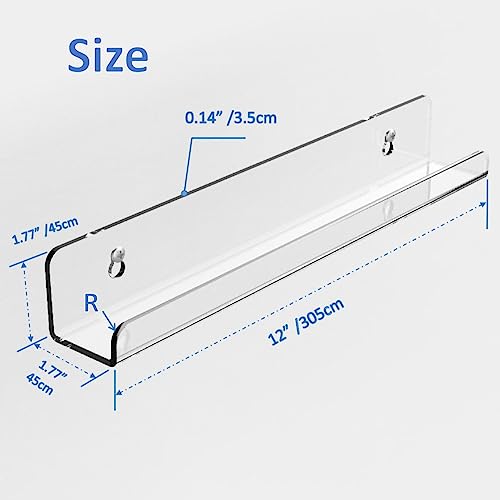VIOOAL 4 Pack 12'' Vinyl Record Wall Mount,Record Wwall Ddisplay,Vynil Shelves with Installation Hardware and Tools (Clear)