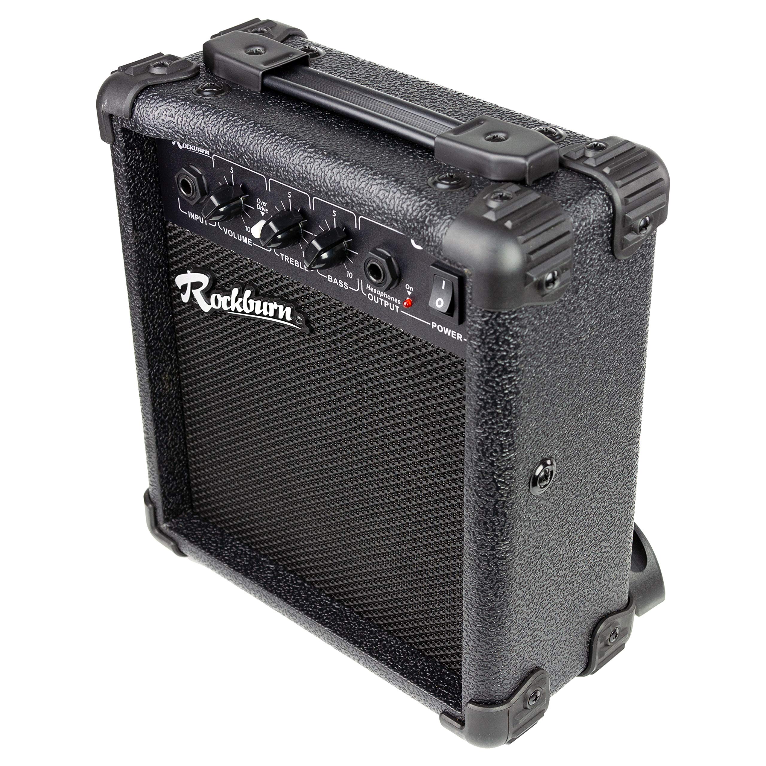 Rockburn 10 Watt Amplifier for Electric Guitar with Overdrive, EQ Controls & Carry Handle (BC-10S-BK)