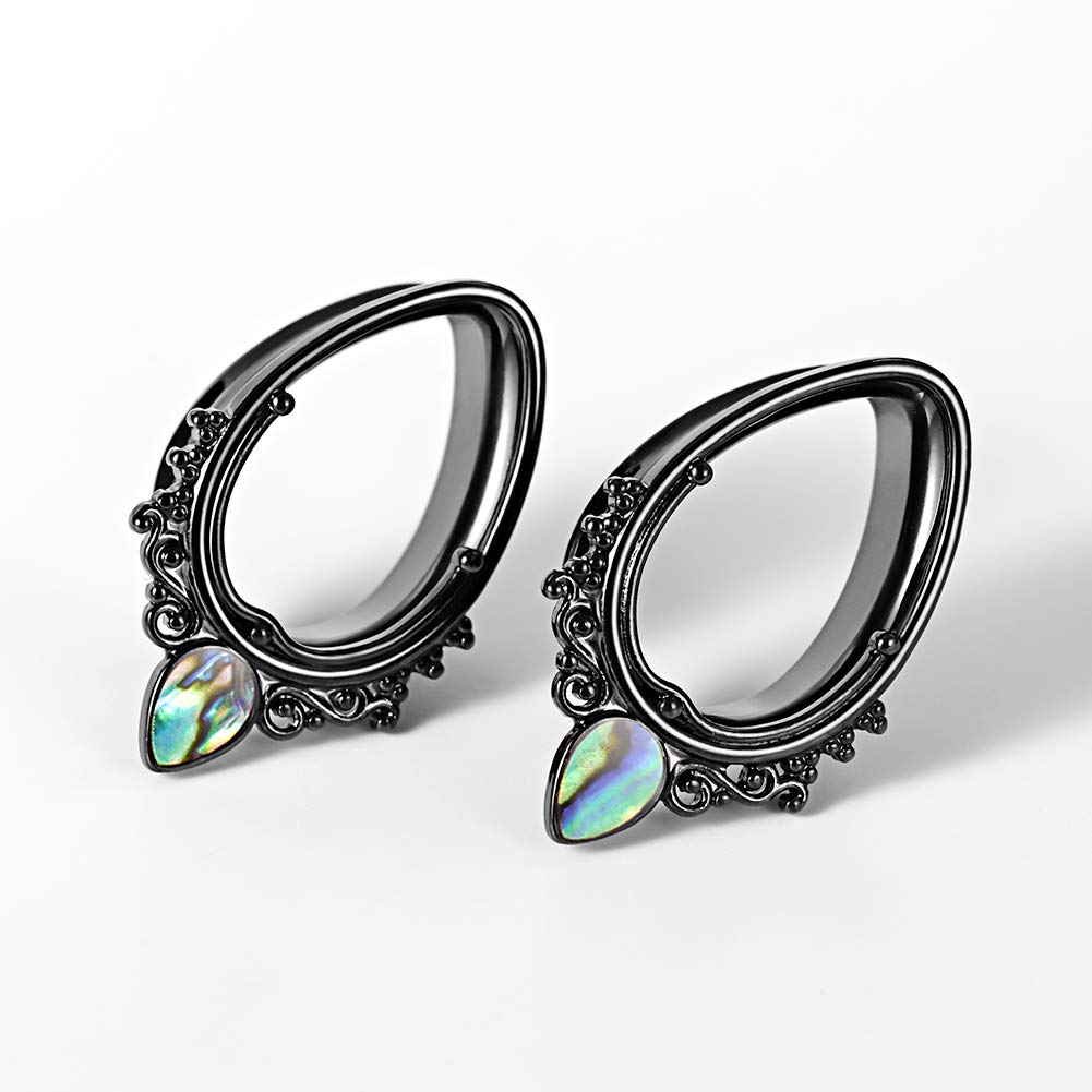 TBOSEN 2PCS Sea-Shell Stainless Steel Ear Plugs Tunnels Gauges Stretcher Piercing Jewelry 0g-1" in 8mm-25mm