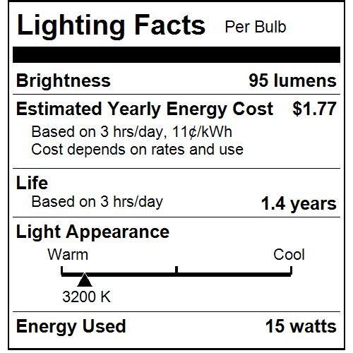 Sunlite Incandescent 15 Watt Petite Chandelier 95 Lumens Frost Light Bulb 12 Pack