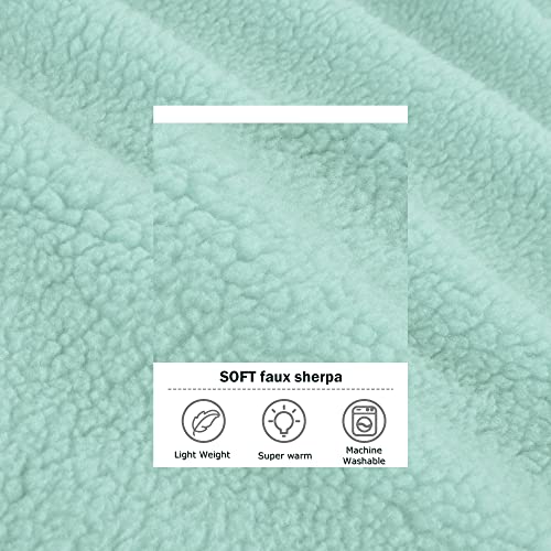 Solaris Quarter Zipper Wearable Blanket Hoodie, Super Warm Comfortable Lightweight Oversized Shearling Pullover for Men & Women, Best Gift for Loves, Mint