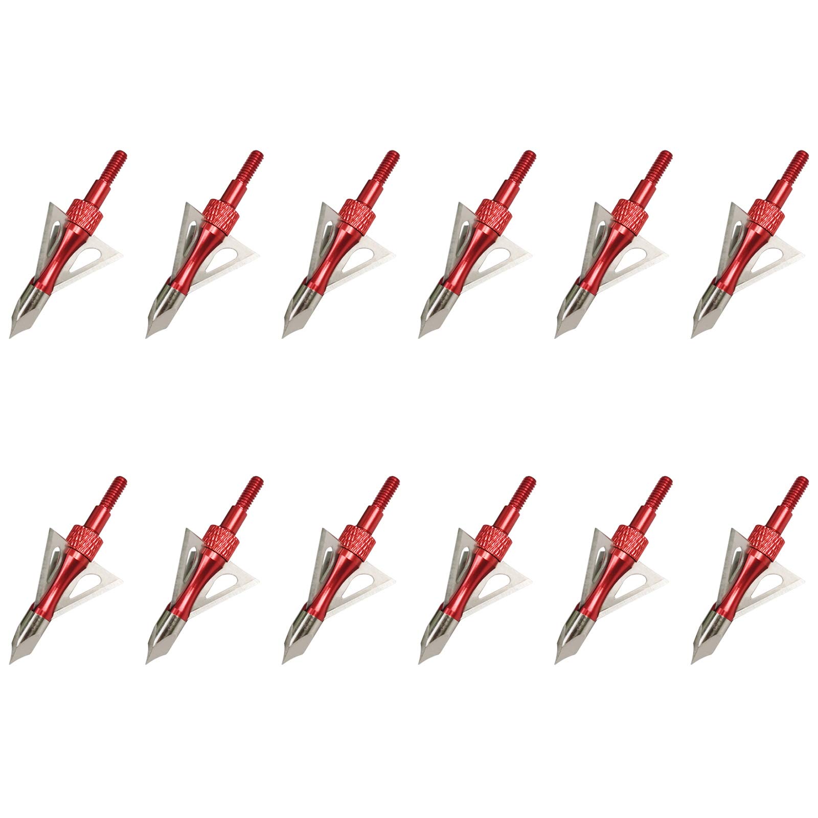 Tbrand Sharp Blades Arrowhead Archery Broadheads Hunting Arrow Crossbow Bolts and Compound Recurve Bow (Red, 12pcs)