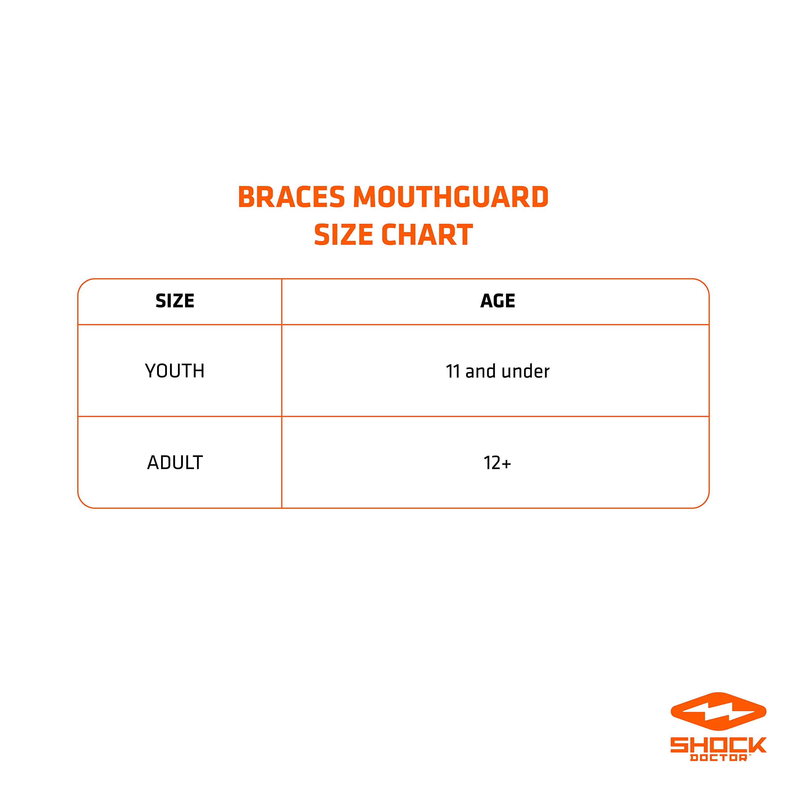 Shock Doctor Upper & Lower Mouth Guard for Braces w/Helmet Strap, Teeth Protection for Football Helmet, Adult & Youth Sizes