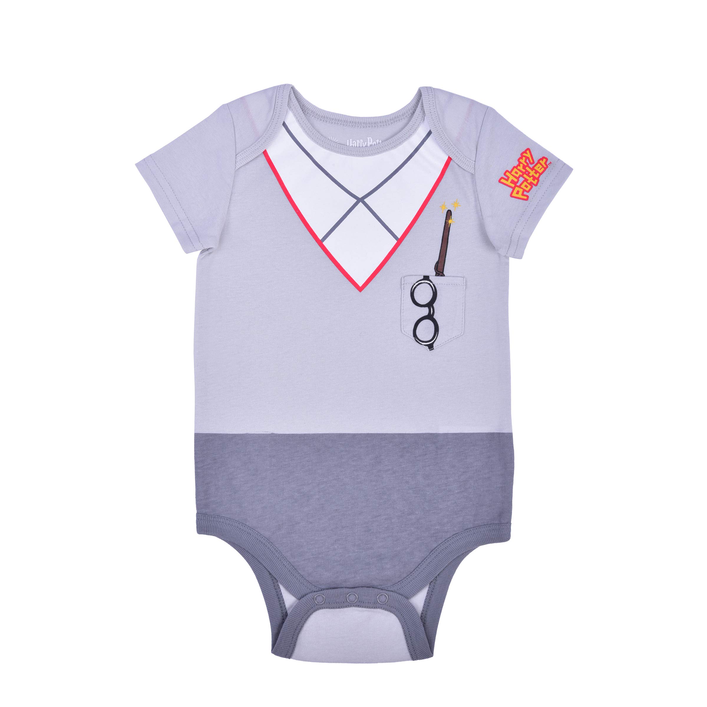 WARNER BROS Harry Potter Boys Short Sleeve Creeper with Cap for Newborn – Grey
