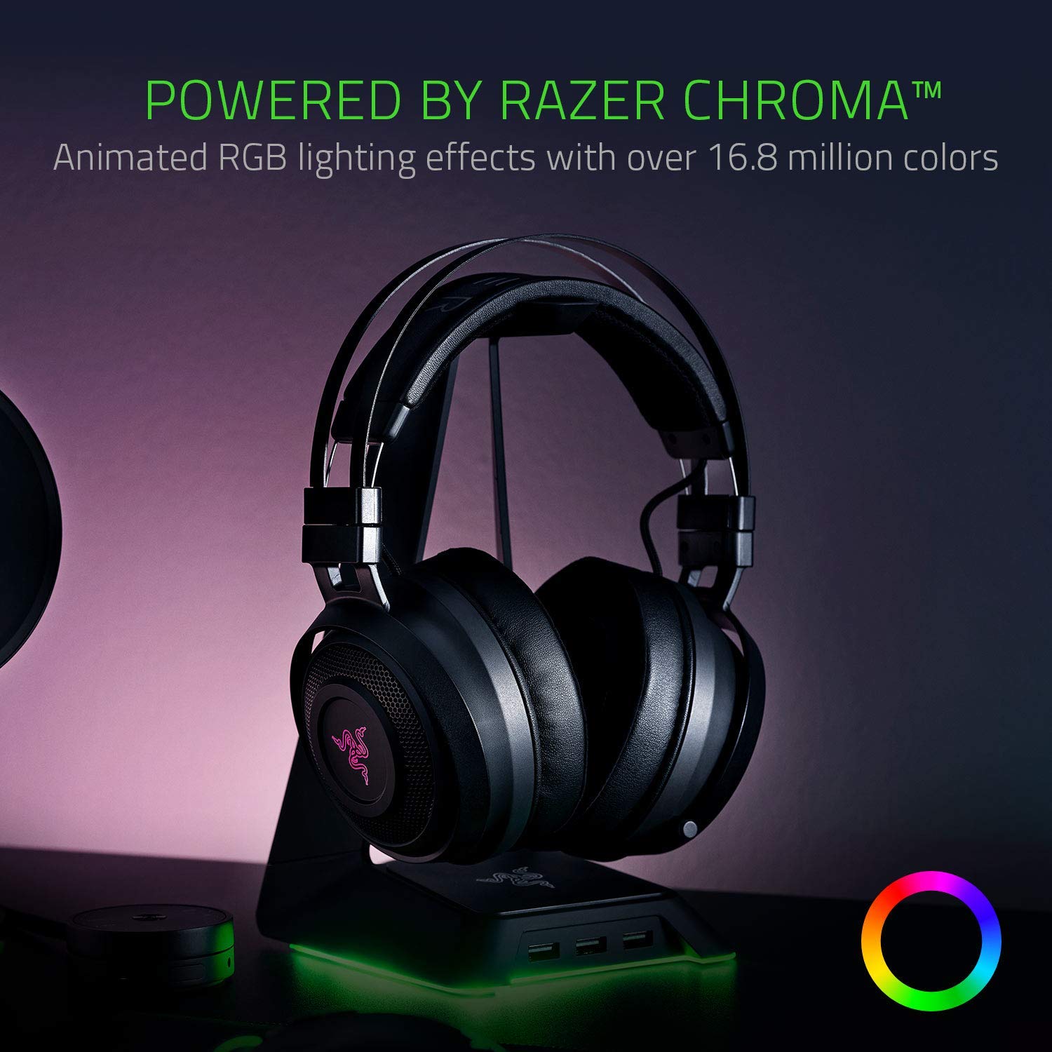 Razer Nari Wireless: THX Spatial Audio - Cooling Gel-Infused Cushions - 2.4GHz Wireless Audio - Gaming Headset Works for PC, PS4, Switch & Mobile Devices (Renewed)