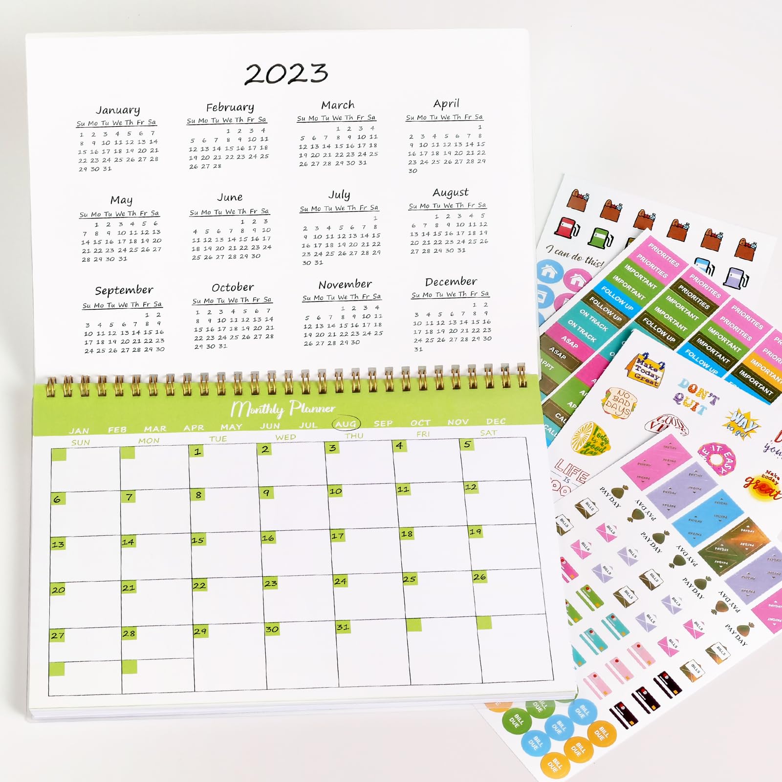Weekly To Do List Notepad, Undated Weekly Desk Planner & Monthly Calendar, 60 Sheets 7 X 10" Task CheckList Notebook For Work Office Home, Sunday Start, Green