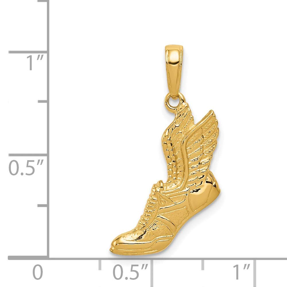 Saris and Things 14k Yellow Gold Polished Running Shoe Charm Pendant