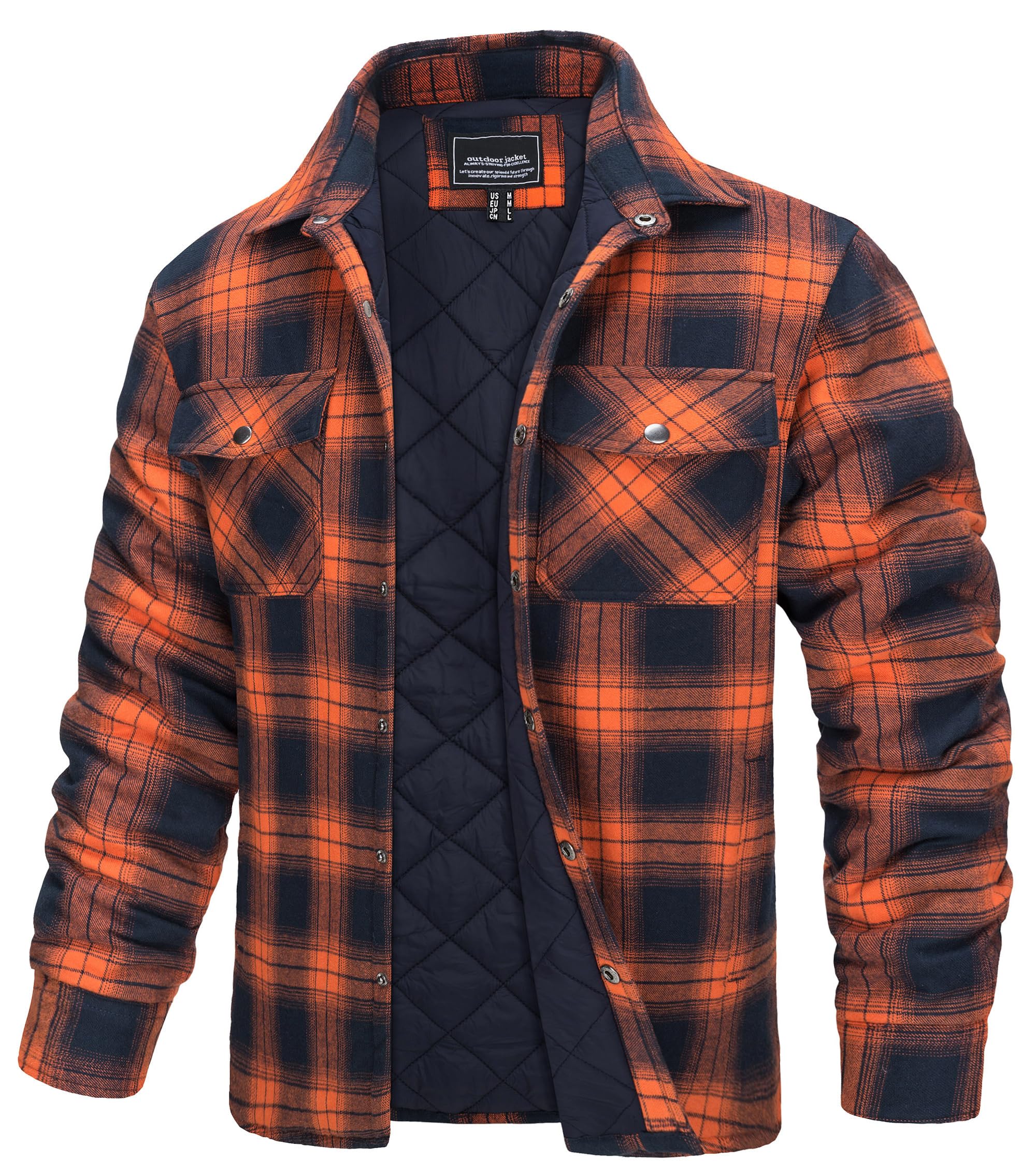 TACVASEN Mens Flannel Shirt Jacket for Men Long Sleeve Jacket Flannel Lined Plaid Button Down Shirts Casual Men's Jacket Insulated Jacket
