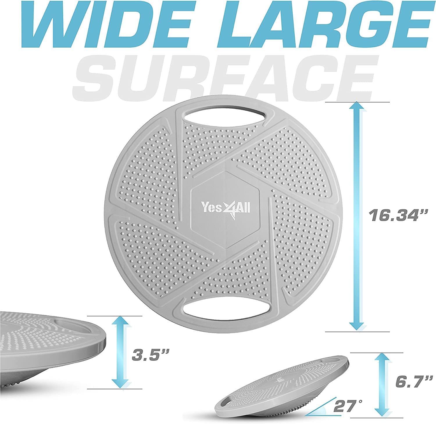 Yes4All Premium Wobble /Core 16.34 inch Round Balance Board for Standing Desk, Core Training, Home Gym Workout (Hex Design - Gray)