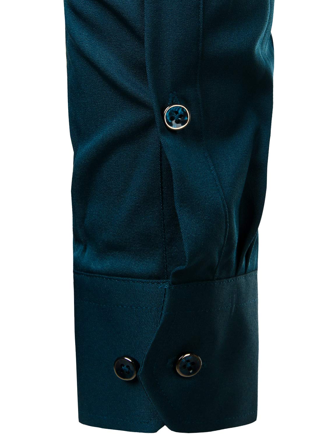ZEROYAA Men's Business Formal Slim Fit Long Sleeve Button Up Dress Shirts with Pocket ZYSGCL01-Teal Large