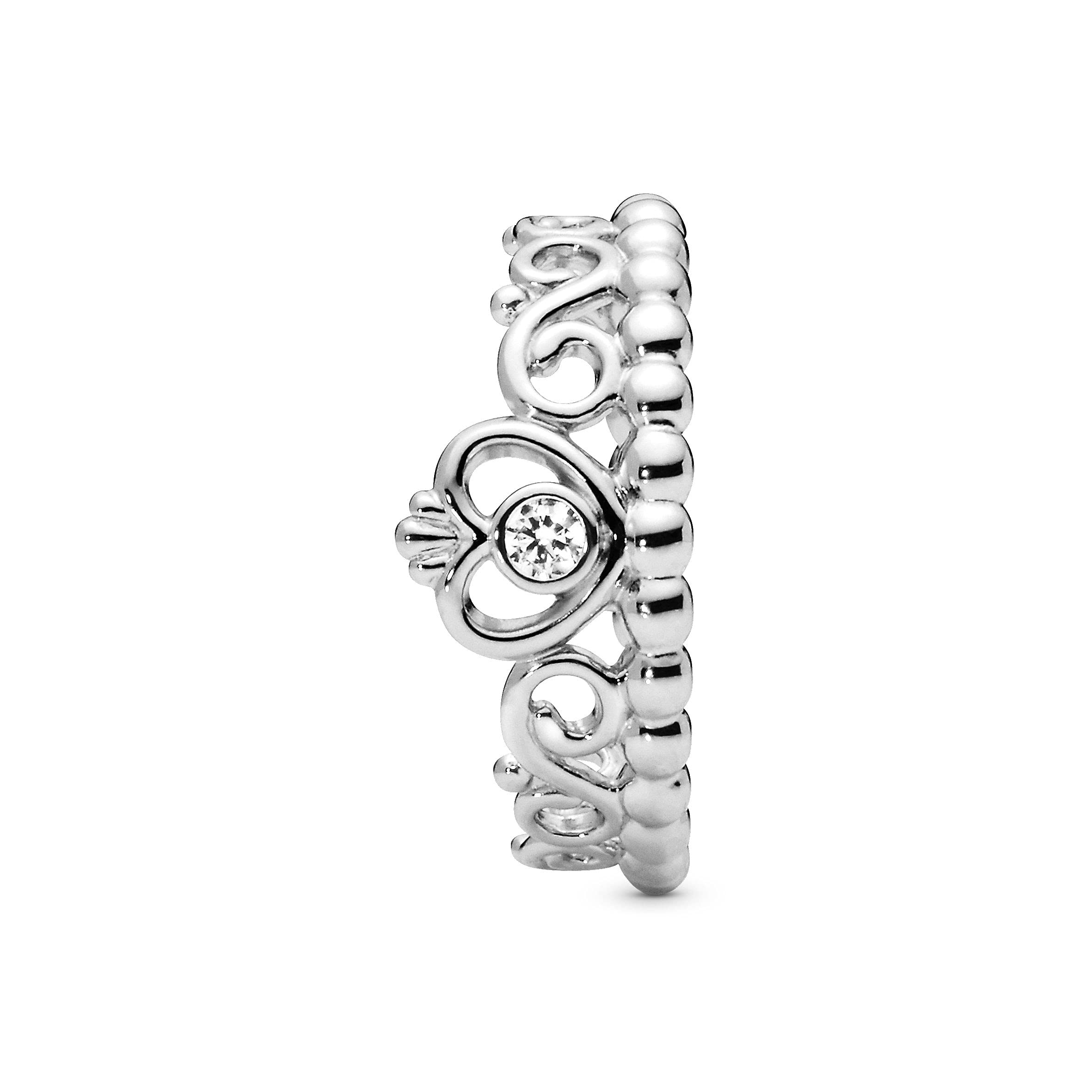 Pandora Princess Tiara Crown Ring - Sterling Silver Ring for Women - Layering or Stackable Ring - Gift for Her - Sterling Silver with Clear Cubic Zirconia - Size 7