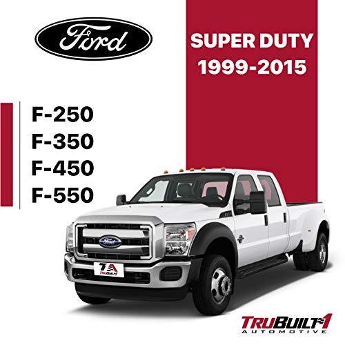 TRUBUILT1 AUTOMOTIVE Exterior Door Handle, Front Left Driver Side - Compatible with 1999-2016 Ford F-250 F-350 F-450 F-550 Super Duty - Textured Black, Metal Lever, with Keyhole - OEM 7C3Z-2522405